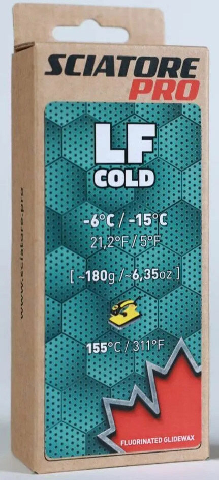 Парафин лыжный Sciatore Pro LF COLD 180гр. св. зеленый -6°.-15°
