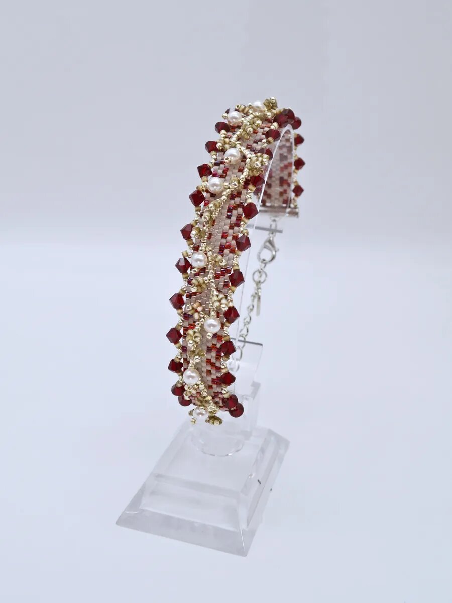 Плетеный браслет, кристаллы Swarovski