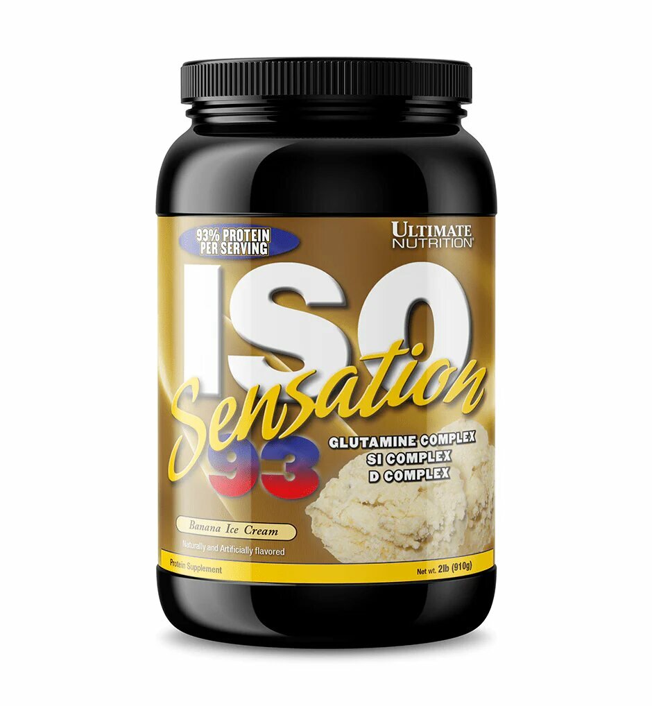 Ultimate Nutrition ISO Sensation,910г вкус банановое мороженое, аминокислоты для набора мышечной массы и похудения