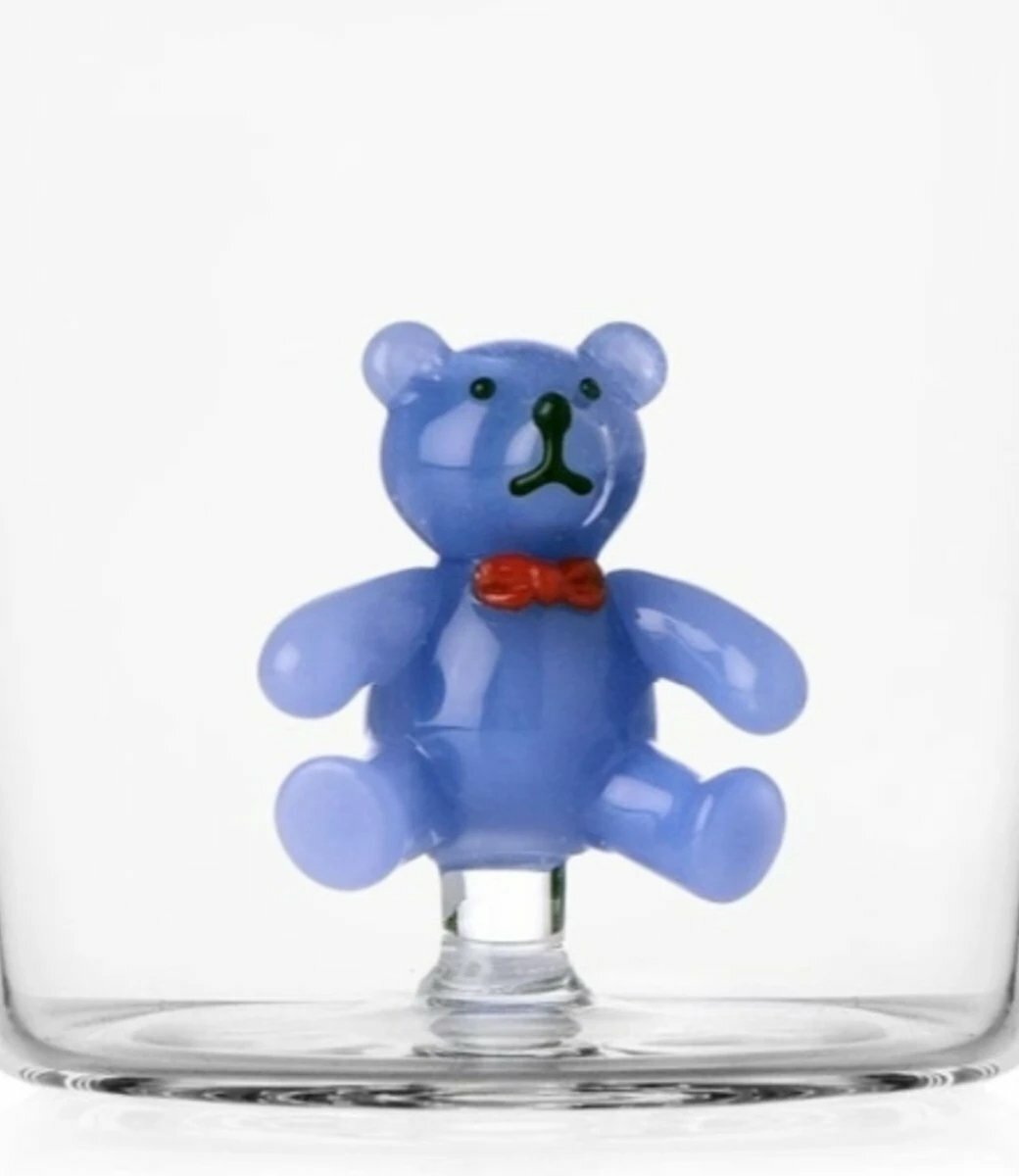 Дизайнерский стакан с фигуркой Teddy Bear, прозрачный/голубой — фото 1