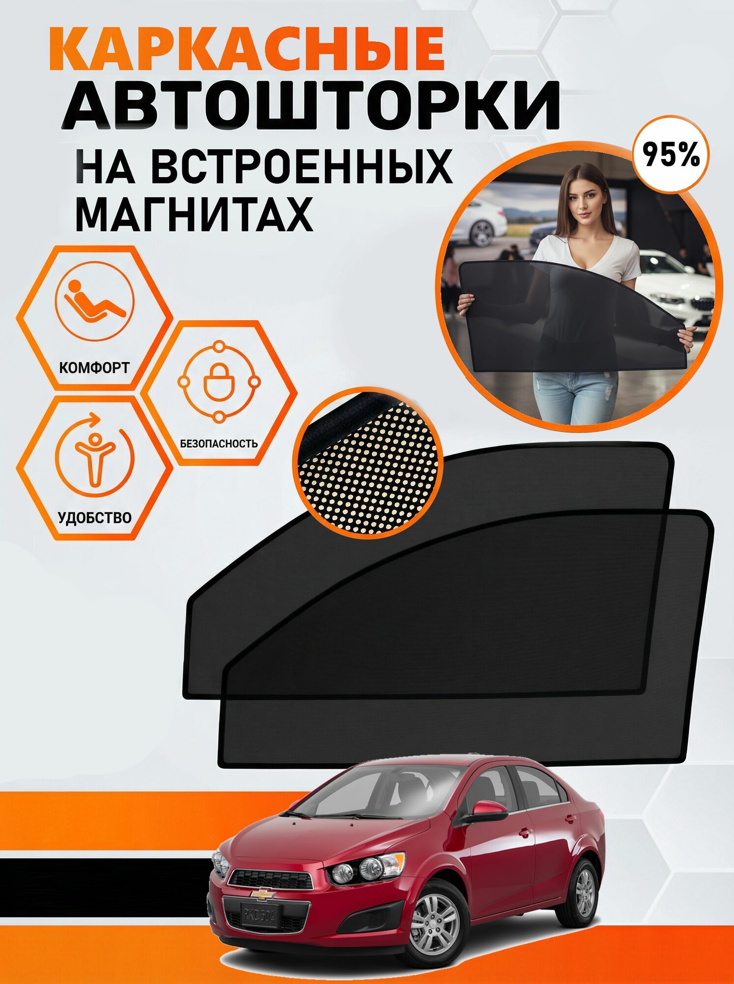 Автошторки Шевроле Авео Chevrolet Aveo Т300 передние