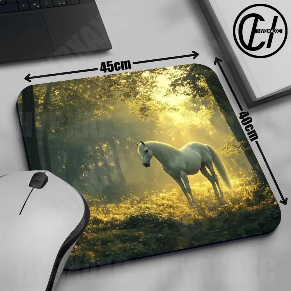 HYBXAXC коврик для мыши резиновый черный белый рисунок лошадь 250x250x2mm, BLACK7