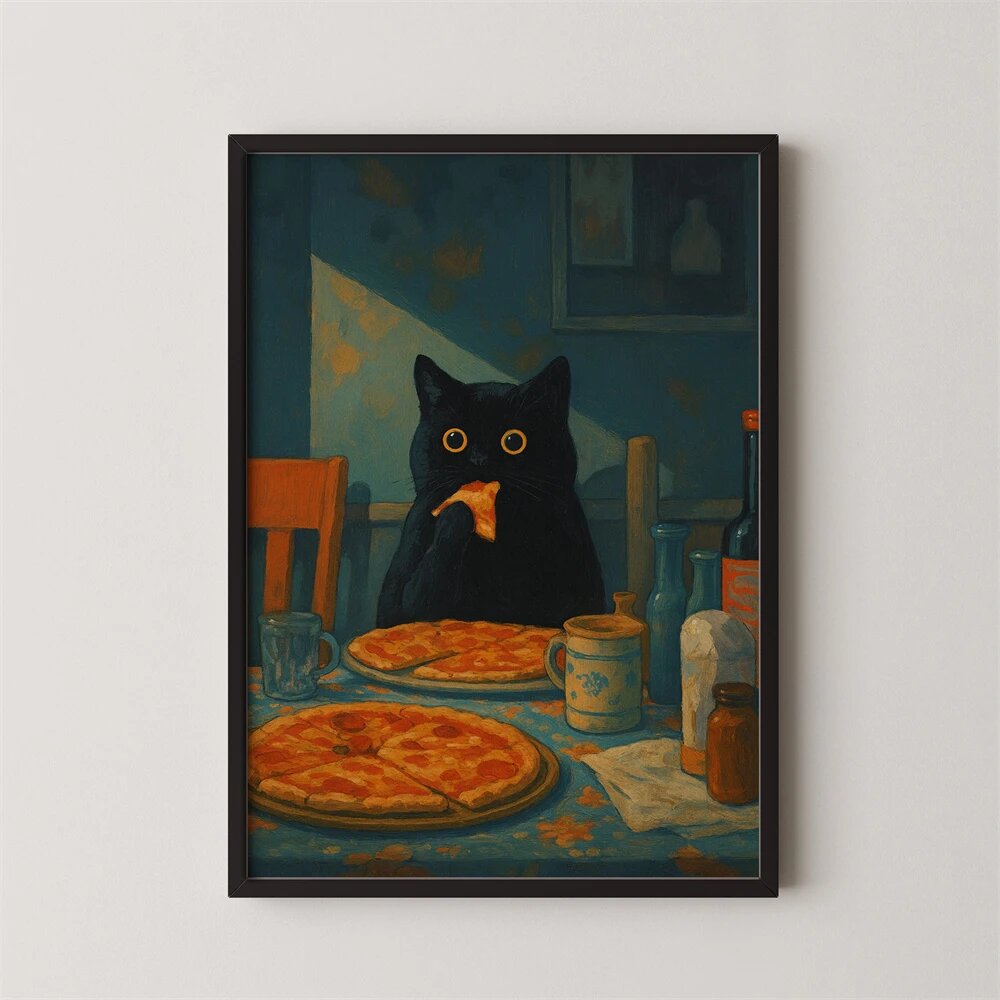 Постер "Кот с пиццей", 40x60см, ZP3051-10