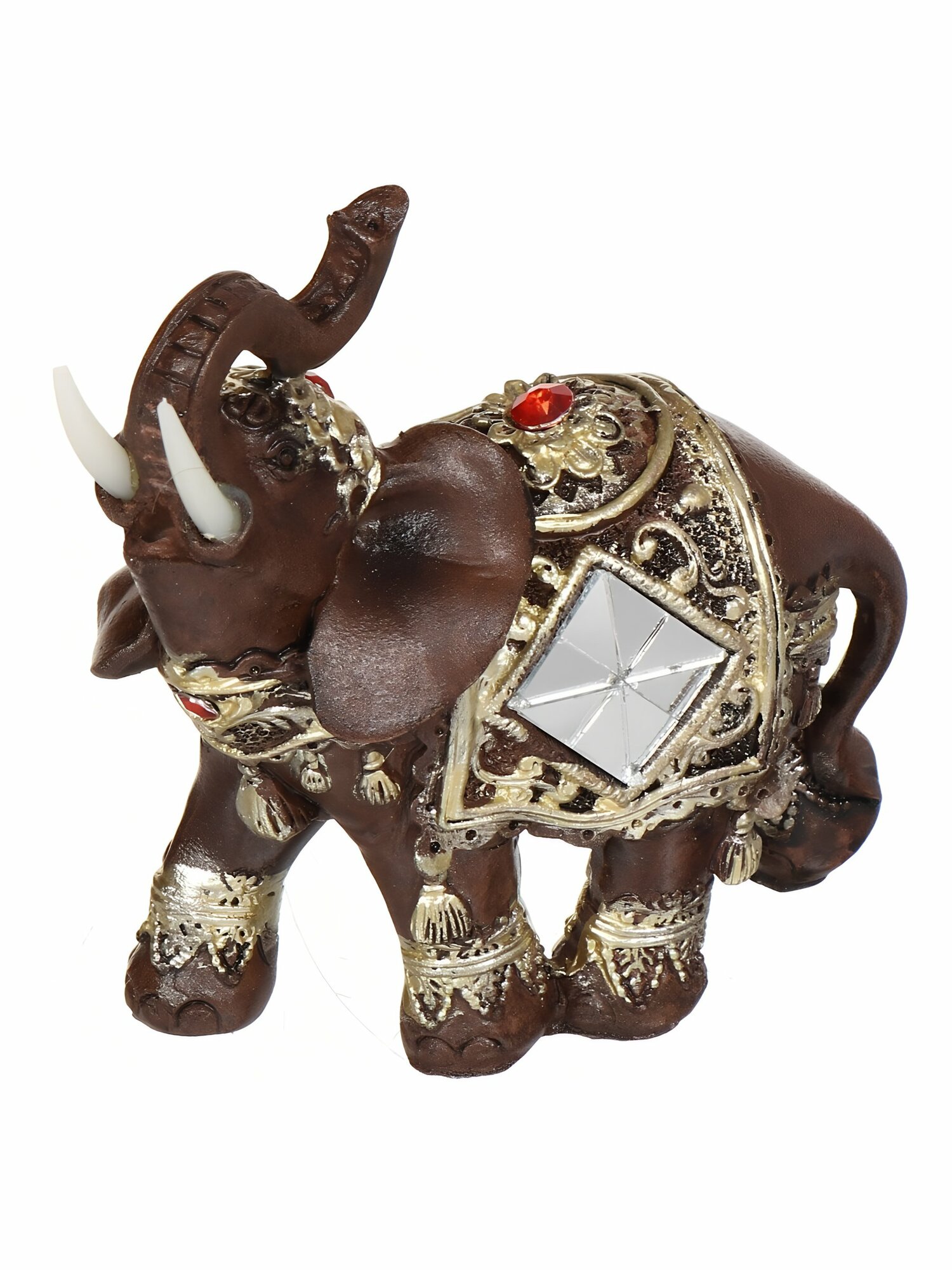 Декоративная фигурка Слон из полистоуна 10.5 см, коричневая статуэтка на удачу и счастье для интерьера дома, Y4-3176