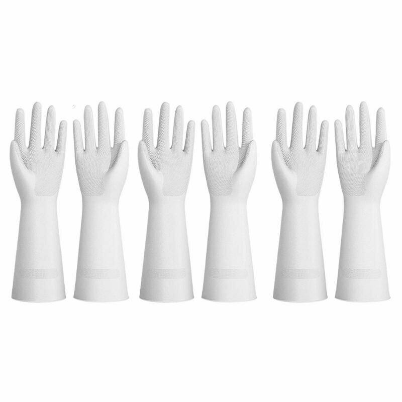 Усиленные резиновые перчатки для мытья посуды, Белые 3 пары
