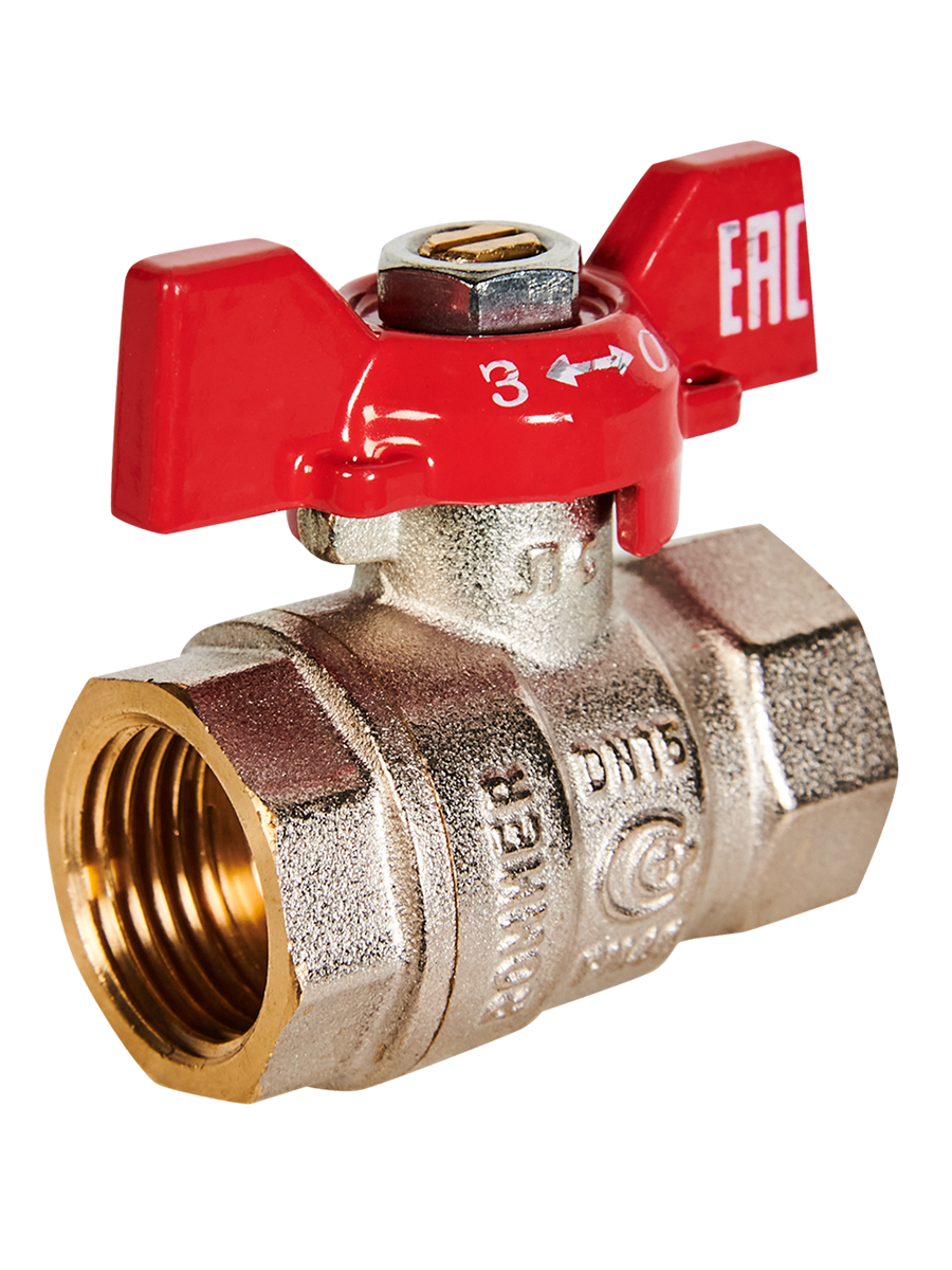 Кран шаровой ROMMER В/В 1/2" ручка-бабочка, ГОСТ (RBV-0003-2110215)