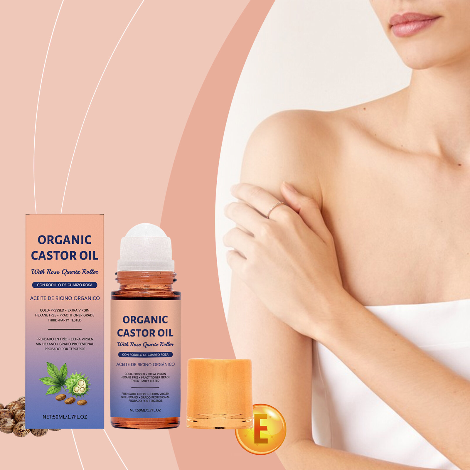 Касторовое масло в роллере 50 мл для увлажнения и ухода