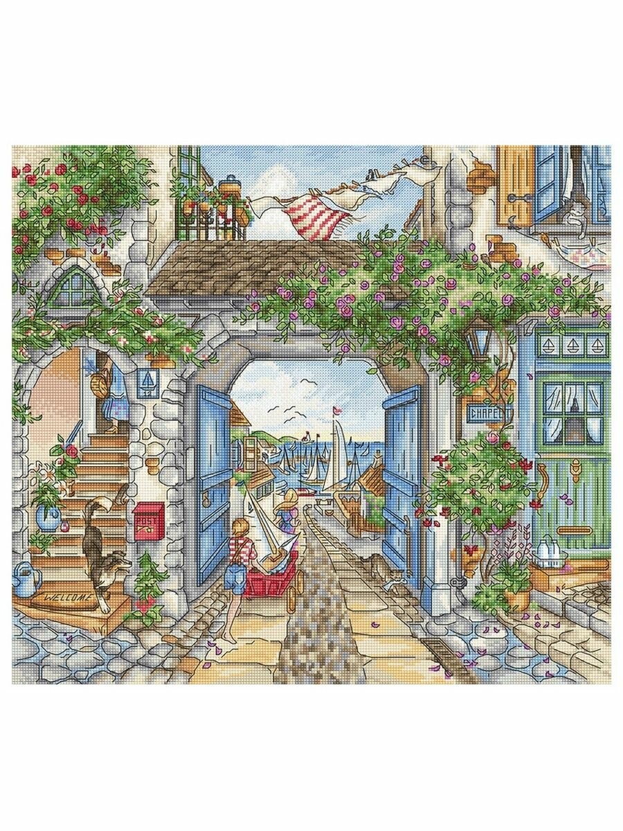 Набор для вышивки крестиком Amishop "LETI L8004 To The Harbor", 220x198 стежков, 28 x 31 см, 47 цветов, 18CT Aida