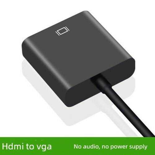 Черный кабель HDMI в VGA адаптер преобразователь без аудио, длина 0.15 м для подключения компьютера телевизора и