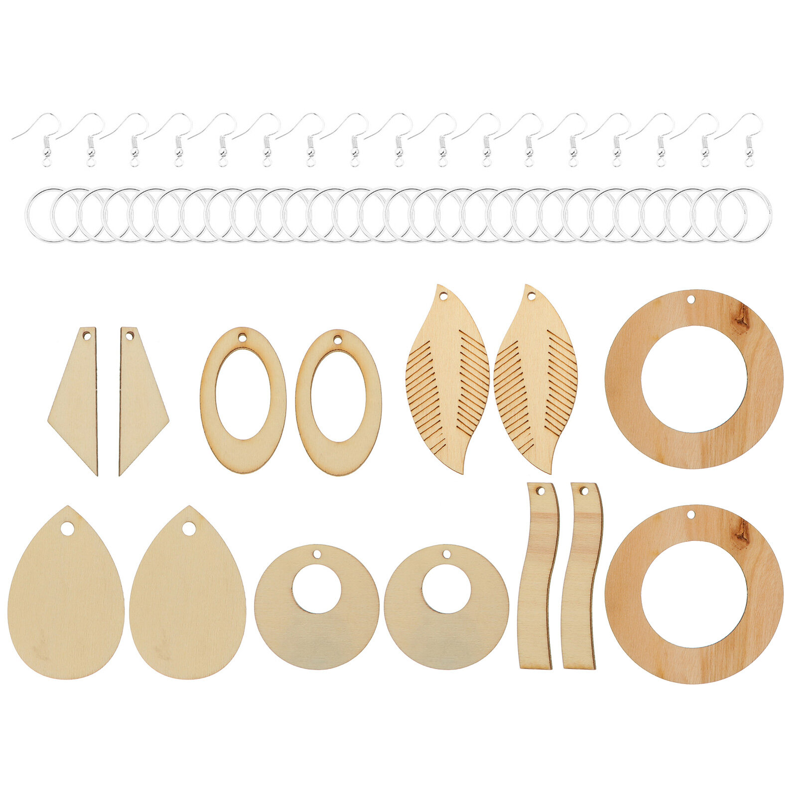 Деревянный набор для изготовления сережек своими руками (70 сережек в упаковке)