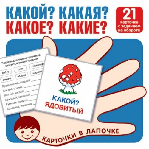 Карточки в лапочке "Какой? Какая? Какое? Какие?" 21 карточка с заданием на обороте "Сфера"