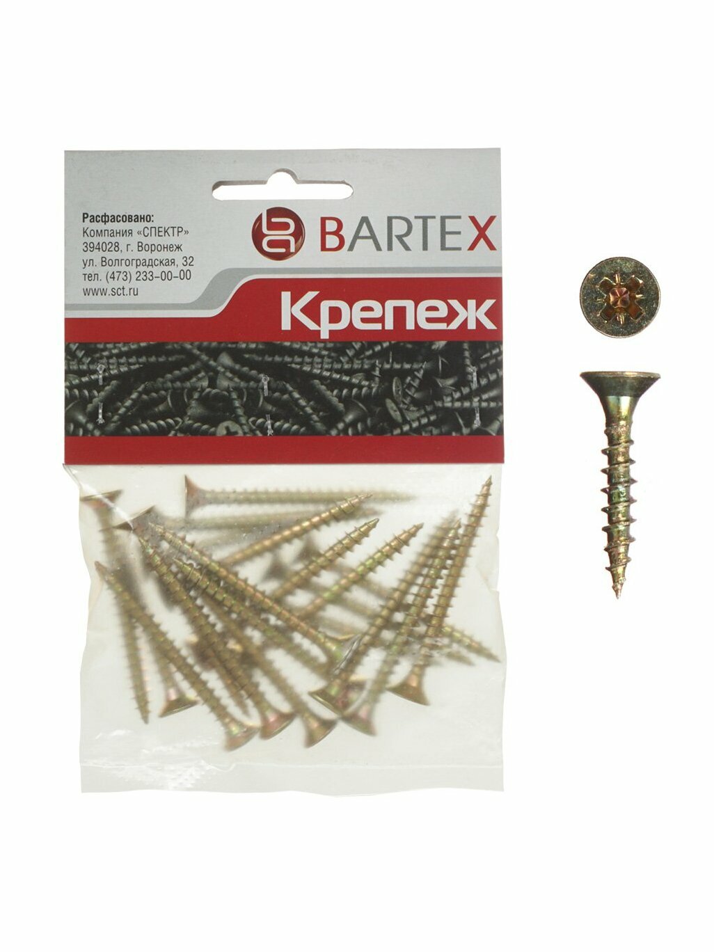 Саморез универсальный Bartex 5х20 мм, 40 штук, оцинкованный, для строительных и ремонтных работ, надежный крепеж