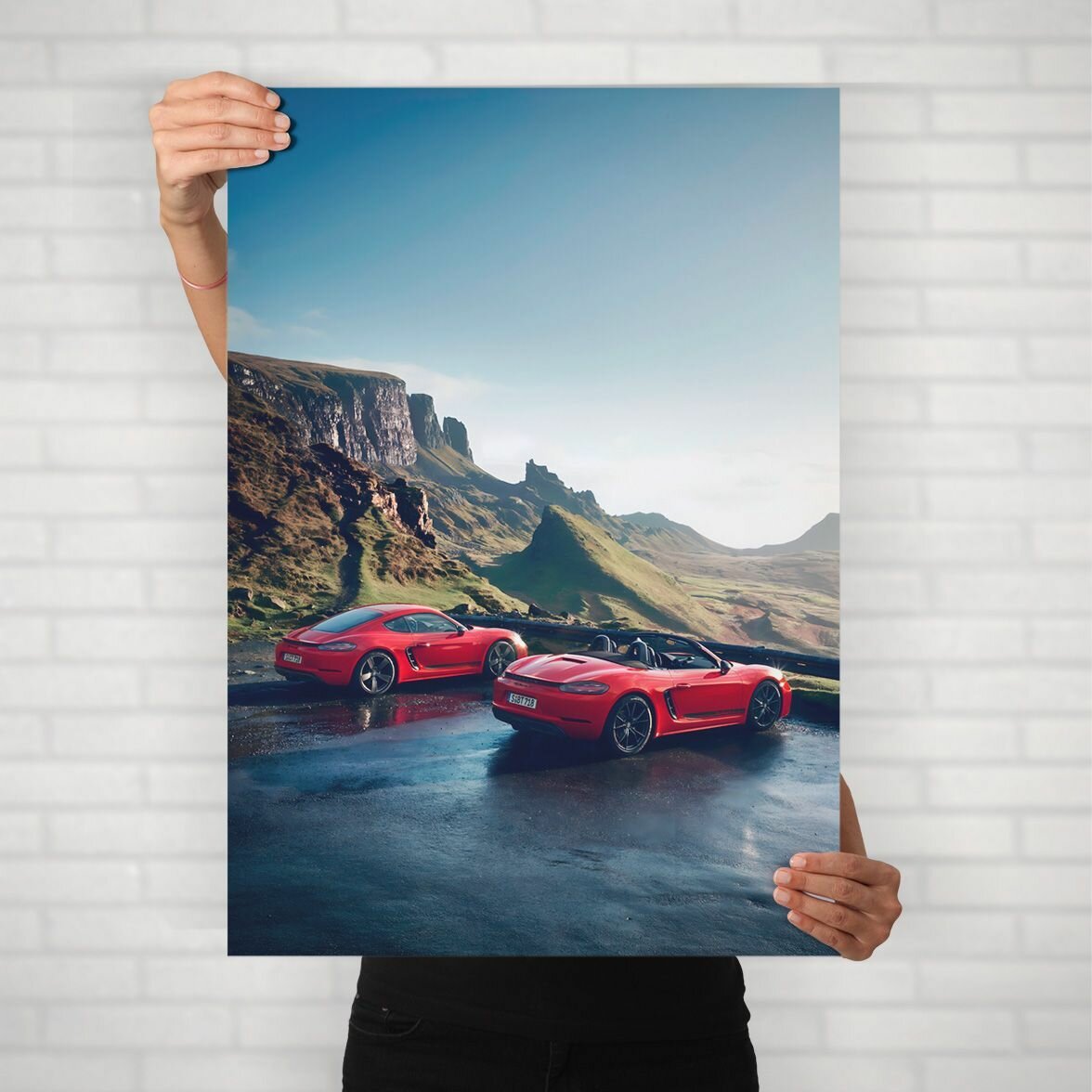 Плакат на стену для интерьера Кабриолет (Porsche 718 Boxster GTS 4 0 3) - Постер по машинам родстерам с открытым верхом формата А2 (42x60 см)