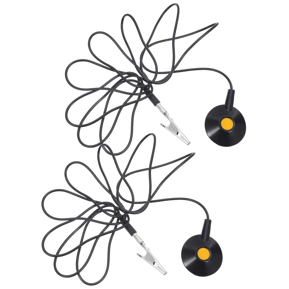 Комплект из 10 черных заземляющих кабелей с присоской и крокодилом из пу и металла для стабильного подключения устройств