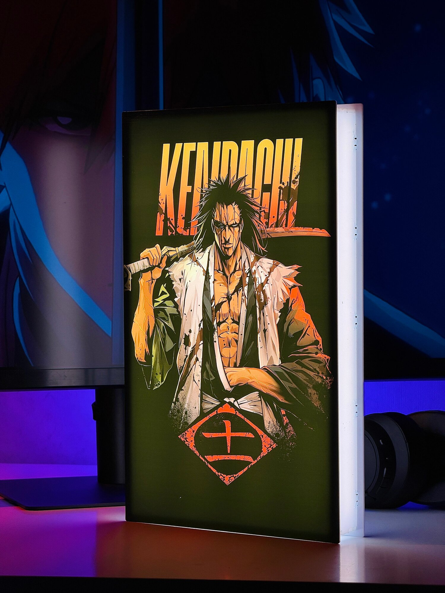 Светильник Bleach (Блич) с Кенпачи Зараки, акриловый с LED подсветкой, 33x20 см