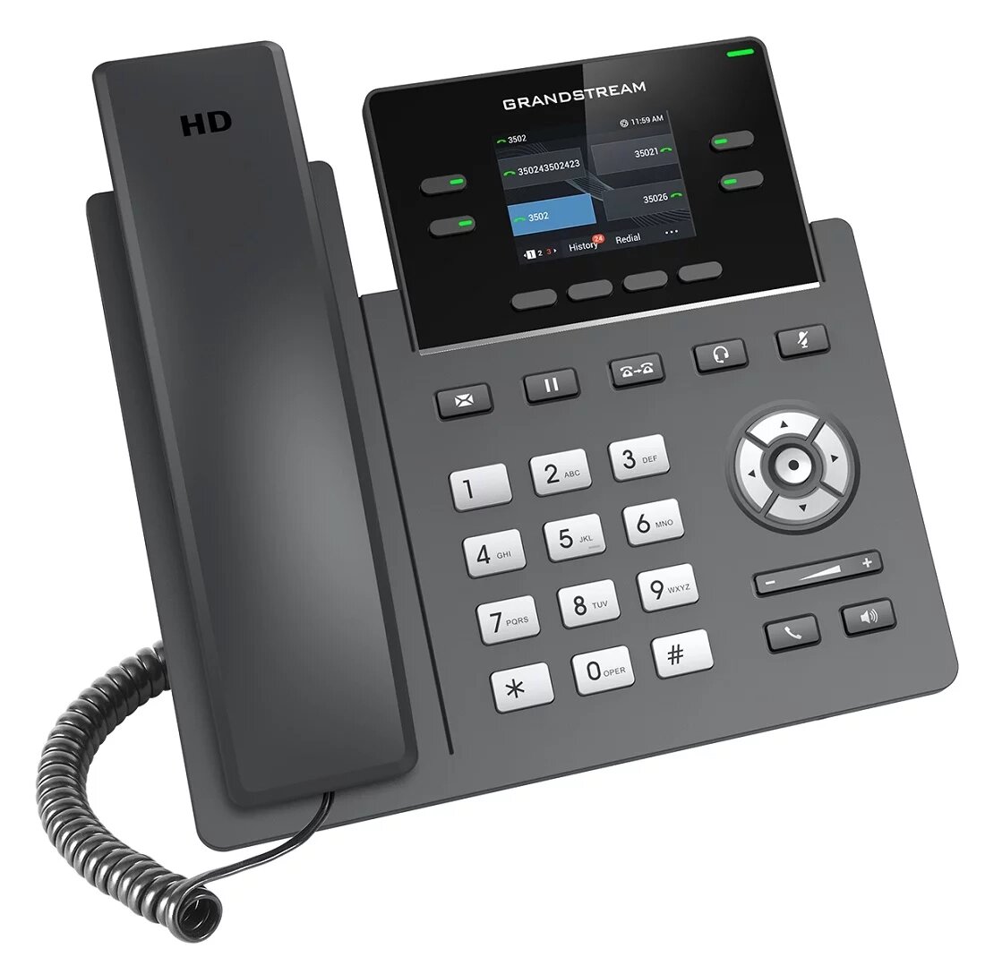 IP телефон Grandstream GRP2612G, 4 SIP-линии, 2.4" цветной дисплей, PoE, Gigabit Ethernet, б/п в комплекте