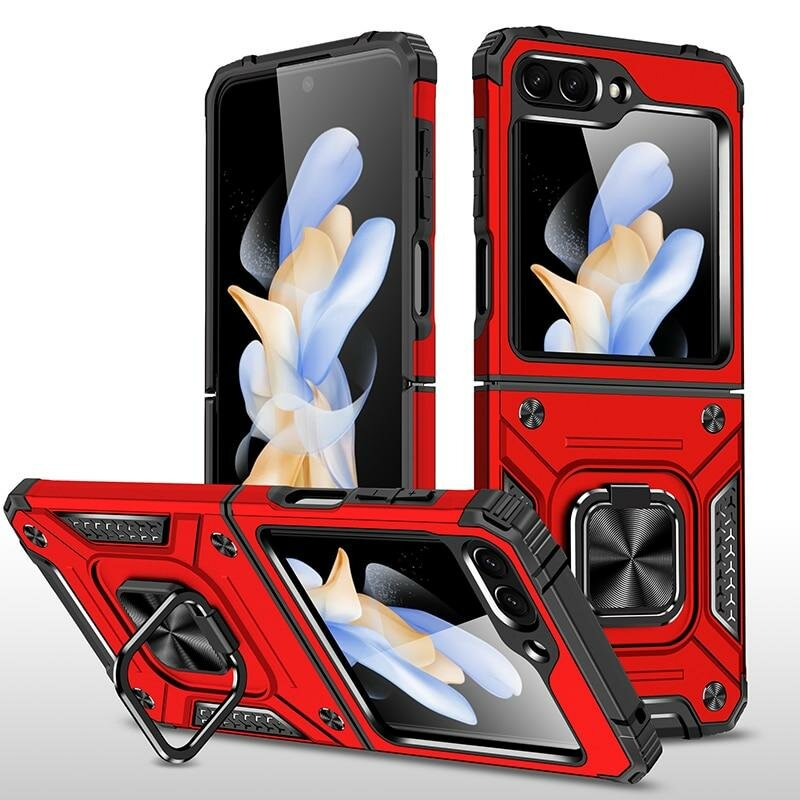 Противоударный чехол для Samsung Galaxy Z Flip 5 SHOCKPROOF с магнитным кольцом-подставкой красный