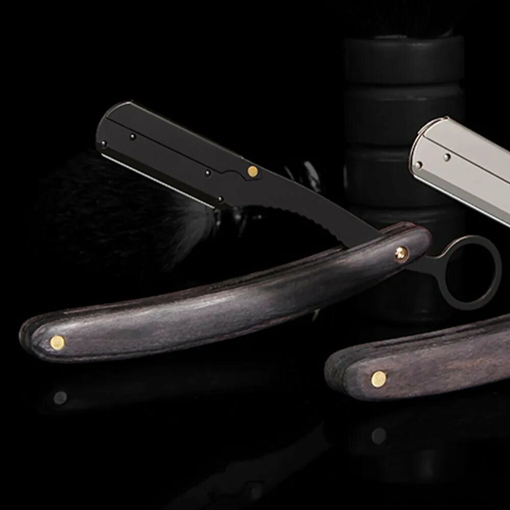 Складной нож для бритья из нержавеющей стали с деревянной ручкой для мужчин