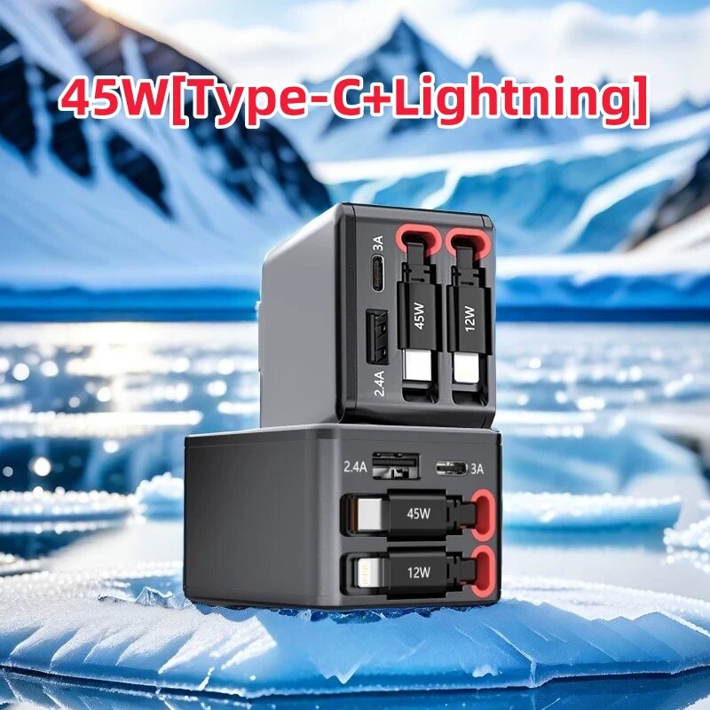 45Вт черное двухпортовое зарядное устройство с Type-C и Lightning кабелями для устройств Apple