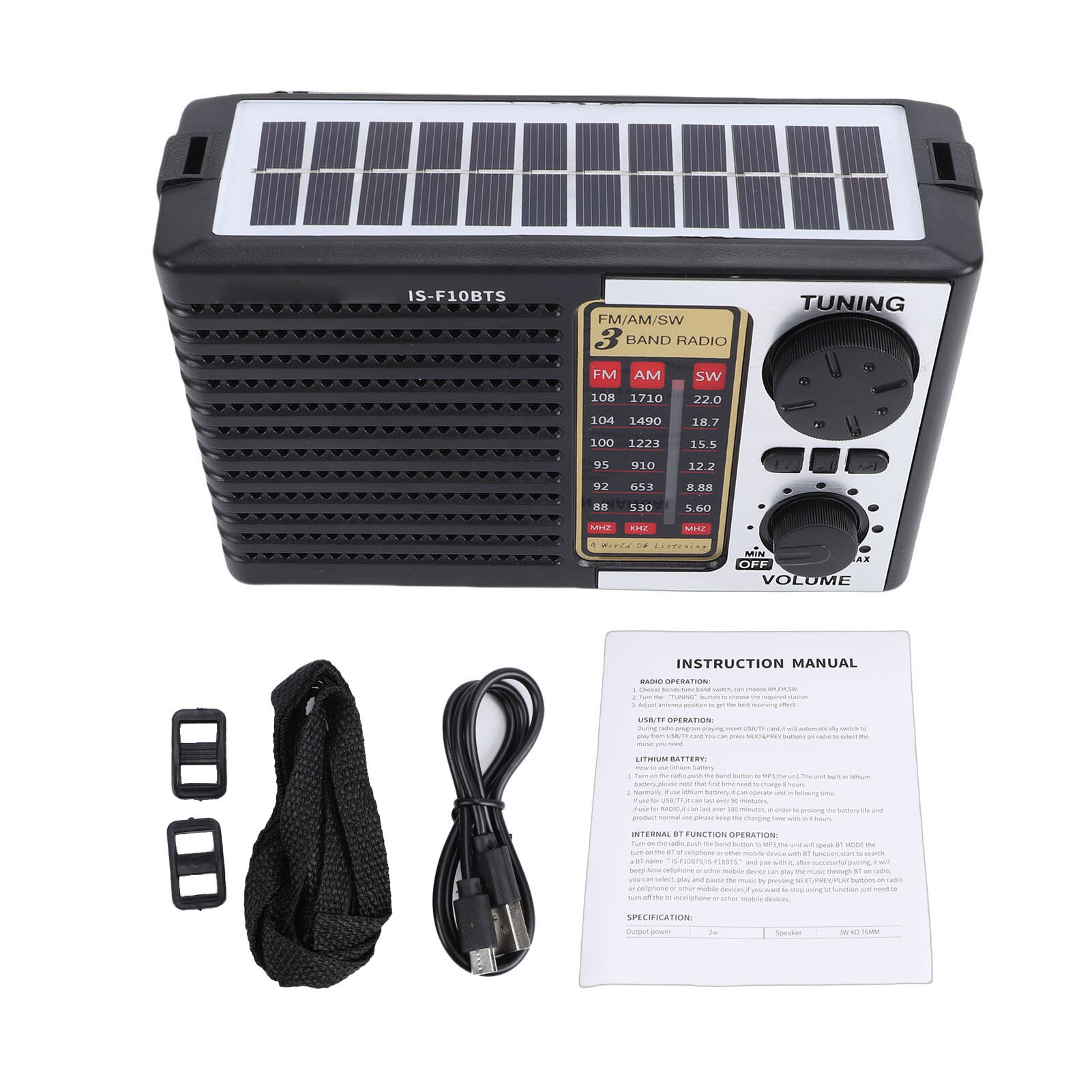 Портативное солнечное радио AM FM SW со светодиодной подсветкой, цифровым динамиком, USB-зарядкой, аварийным радио на солнечной энергии для кемпинга и походов.
