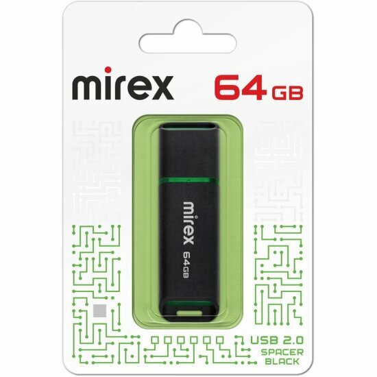 Флэш накопитель Mirex 64 Гб SPACER BLACK USB 2.0 (13600-FMUSBK64)