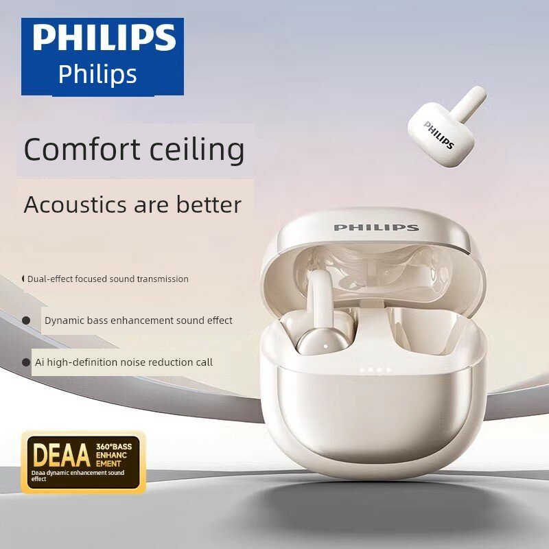 Philips TAT4469 беспроводные костные наушники с креплением на ухо для спорта, шумоподавление, бежевый