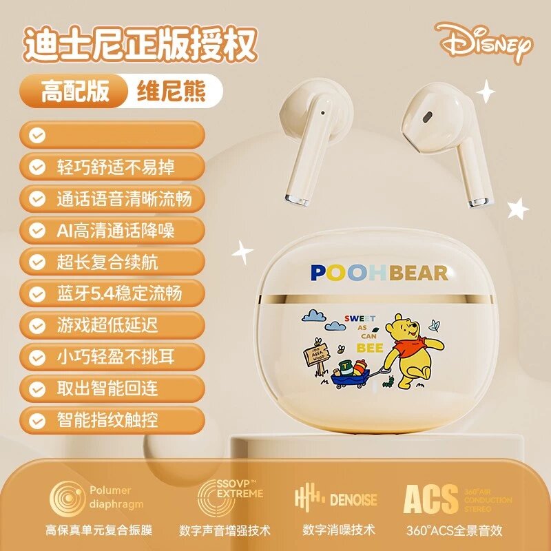 Беспроводные Bluetooth-наушники Disney, новая модель 2025 года, официальный оригинальный продукт для мужчин и женщин,