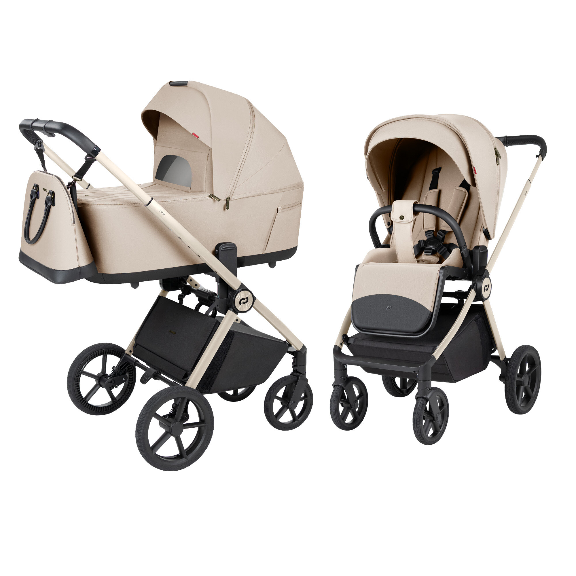 Коляска 2 в 1 Carrello "Ultra F", складная, люлька, Polar Beige