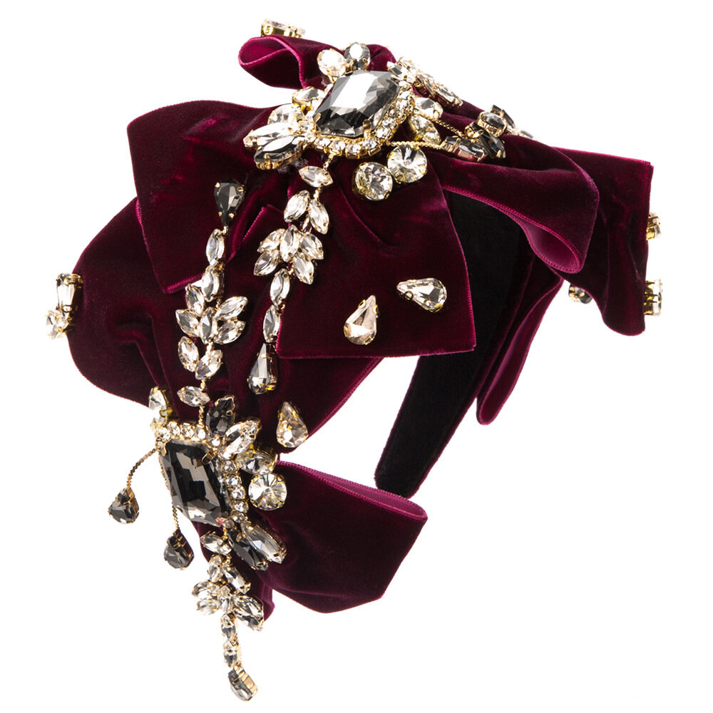 Повязка на голову "Diamond Headband", винно-красная