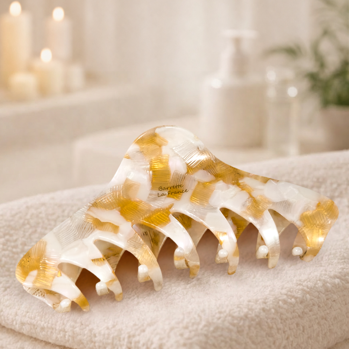 Заколка краб для волос женский La Barrette перламутровый с золотом 11.5 см