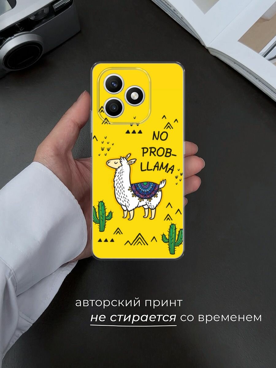 Силиконовый чехол на Honor X8d / Хонор X8d с принтом No probLLama — фото 1