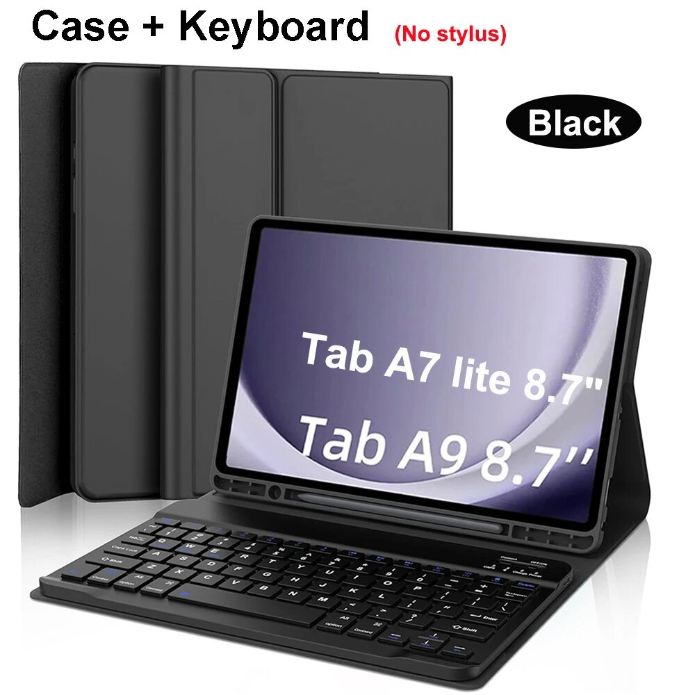 Черный чехол-клавиатура для Samsung Tab A7 Lite 8.7" с русской раскладкой