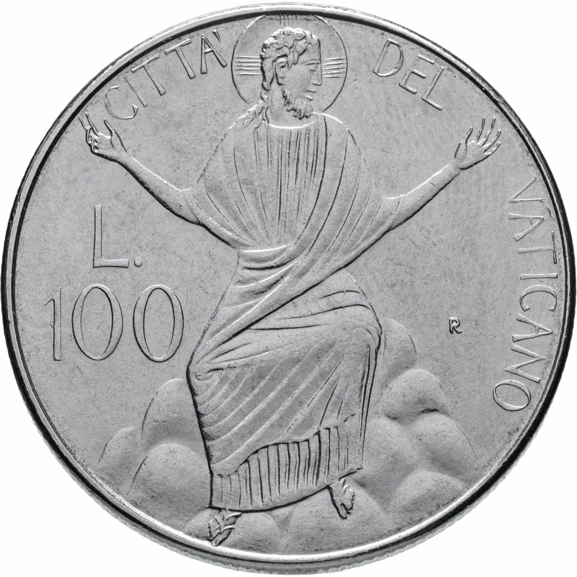 Ватикан 100 лир 1986, Нержавеющая сталь, в сохранности UNC