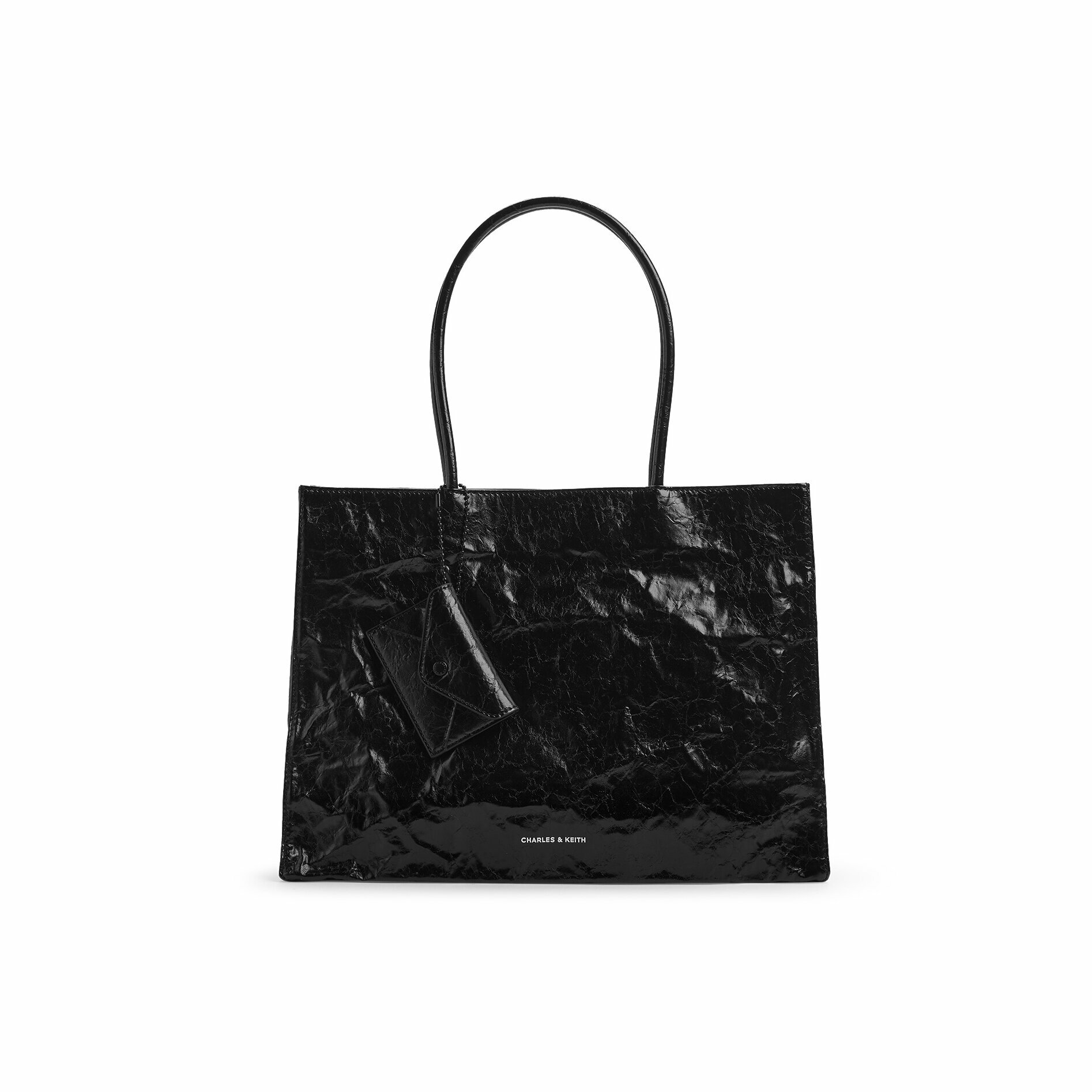 Сумка CHARLES & KEITH, фактура рельефная, глубокий черный — фото 1