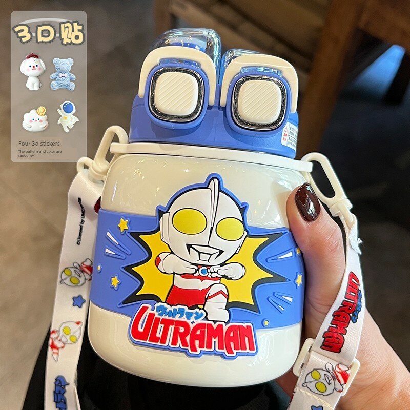 Ultraman детьми термос-стакан для мальчиков, 620 мл сине-белый нержавеющая сталь портативная бутылка с 3D наклейкой