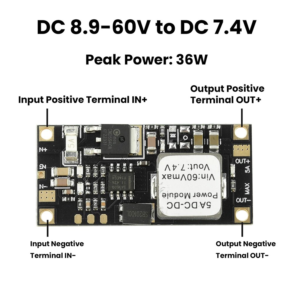 Модуль понижения напряжения pcbfun 7.5V-60V до 6V/7.4V/8.4V 5А 7.4V
