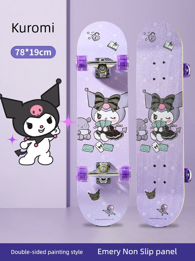 31-дюймовый детский самокат Kuromi с светодиодными колесами для девочек 6-12 лет, 4-колесный начальный самокат новая