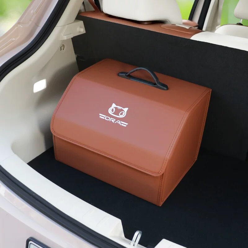 Высококачественный кожаный организатор багажника автомобиля для Ora Good Cat, коричневый, 1 шт