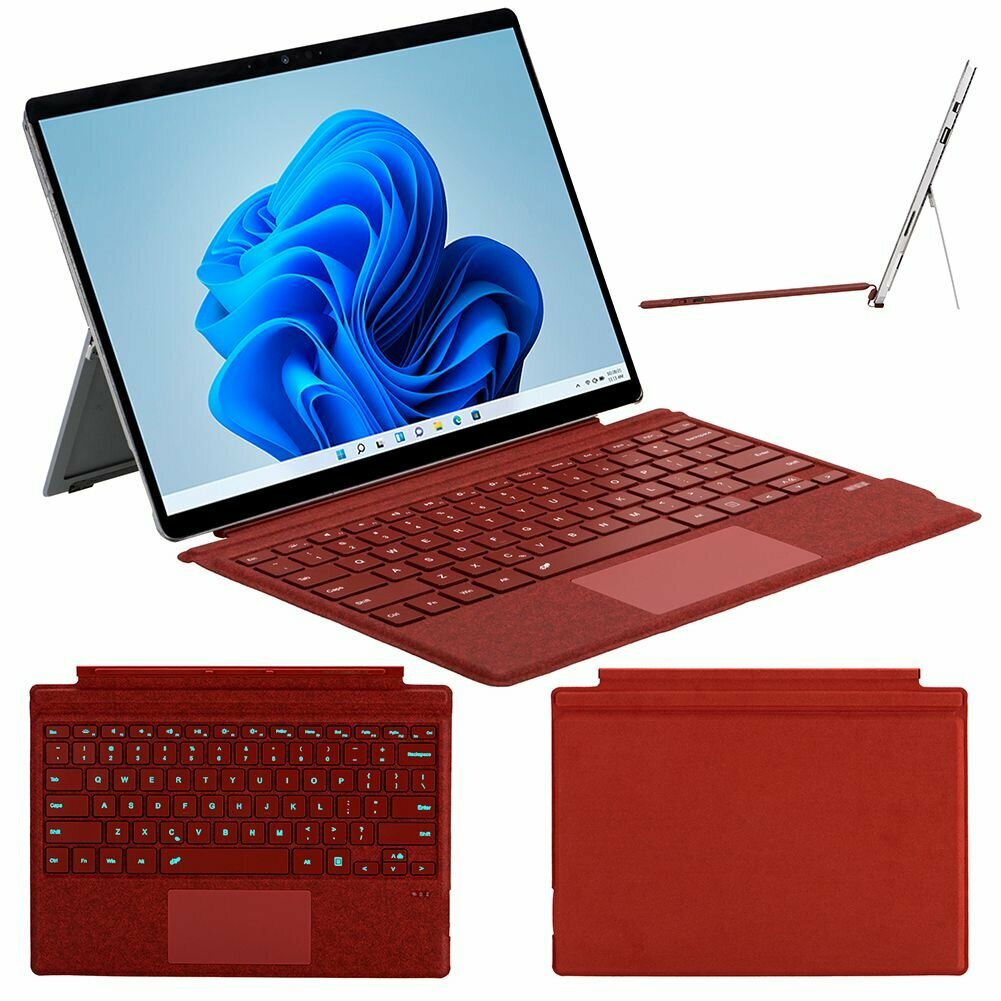 Milochic Клавиатура беспроводная Магнитная клавиатура с трекпадом для Microsoft Surface Pro 3 4 5 6 7 7 Plus, Английская раскладка, красный
