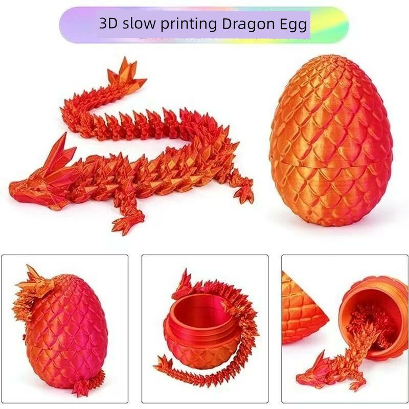 3D-печатное игрушечное яйцо дракона, разноцветное украшение в виде дракона из драгоценных камней, реалистичное яйцо