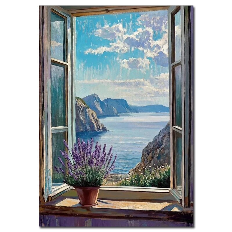 Печать на холсте Пейзаж с видом на море, 40x60см, XD076-06