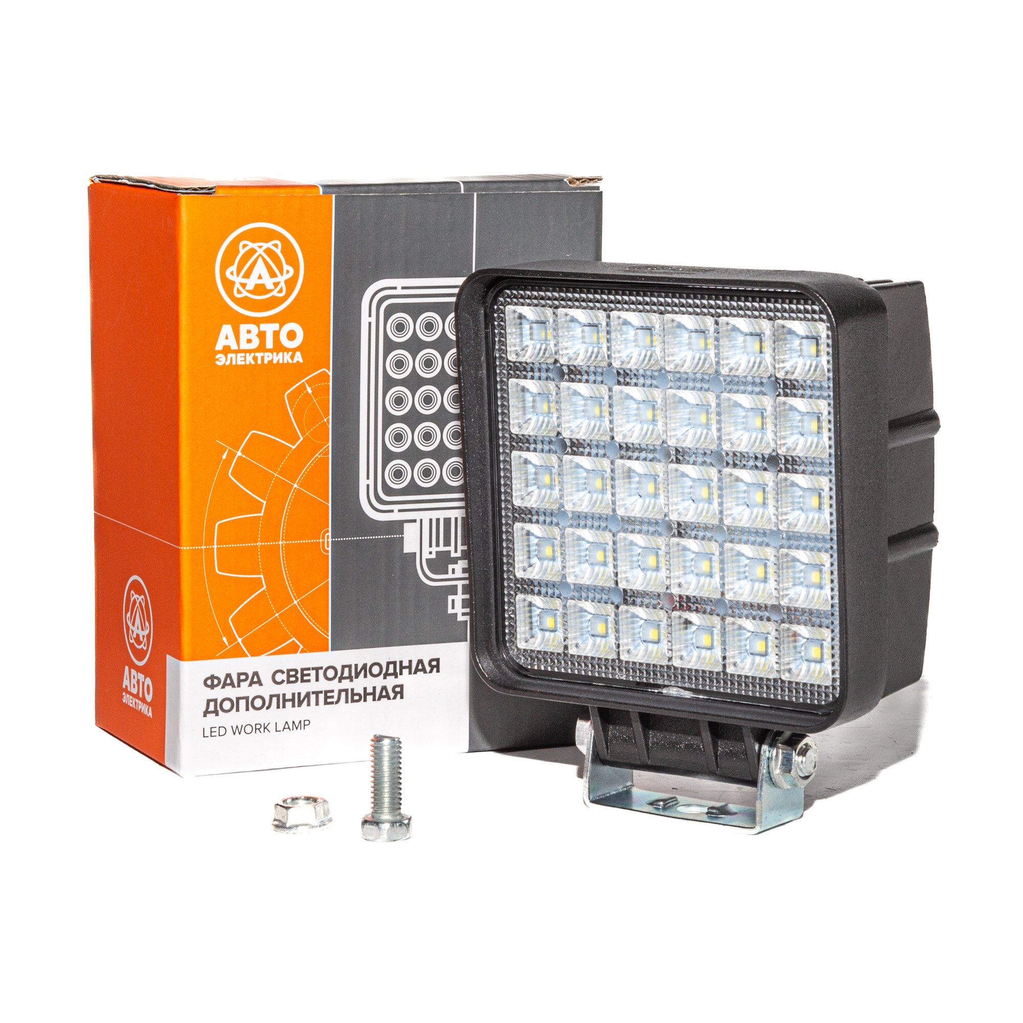 Фара светодиодная дополнительная, 12/24В, 30LED, квадратная, арт. AE90S30LED65PC АвтоЭлектрика