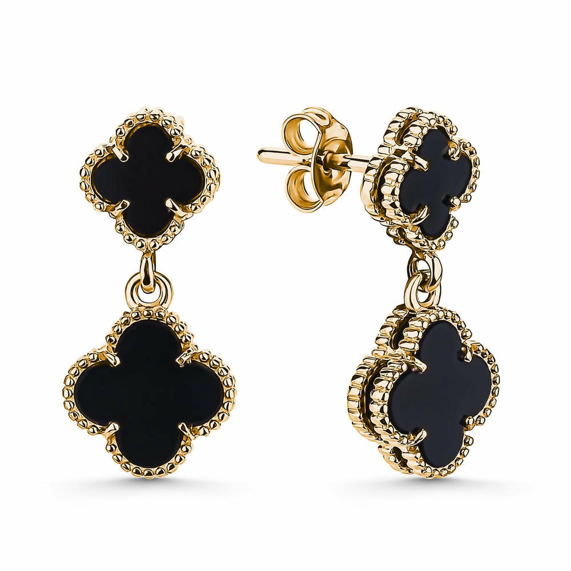 Серьги, красное золото, 585 проба, оникс