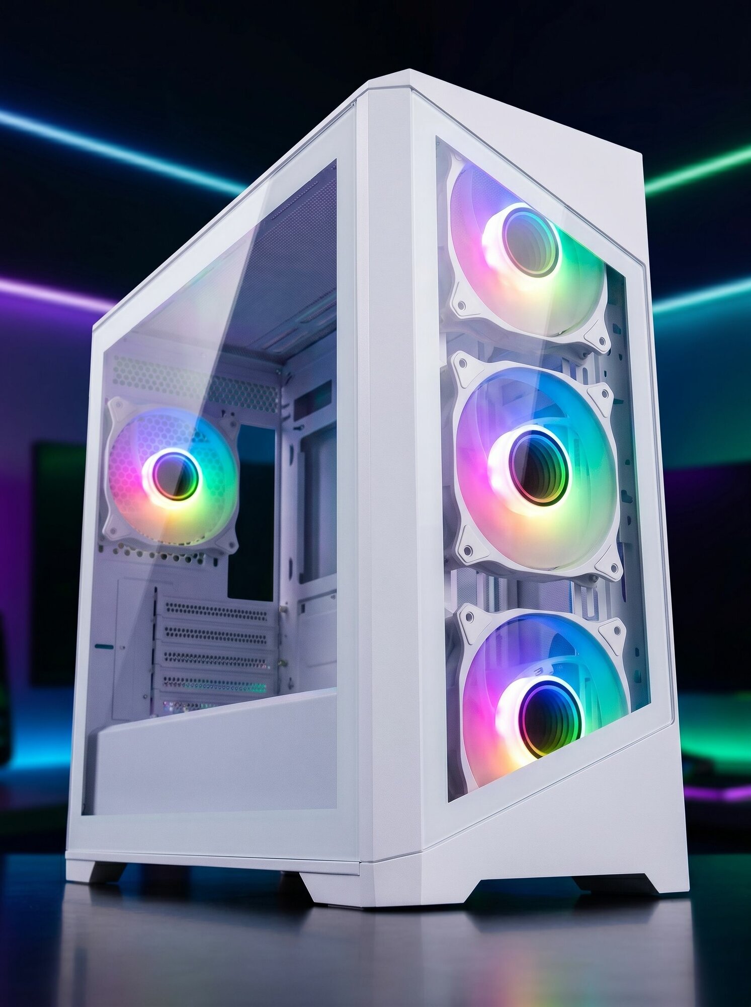 Корпус для ПК GAMEMAX Destroyer TGW Белый Midi-Tower Micro-ATX USB3.0 Закаленное стекло 4*120мм ARGB