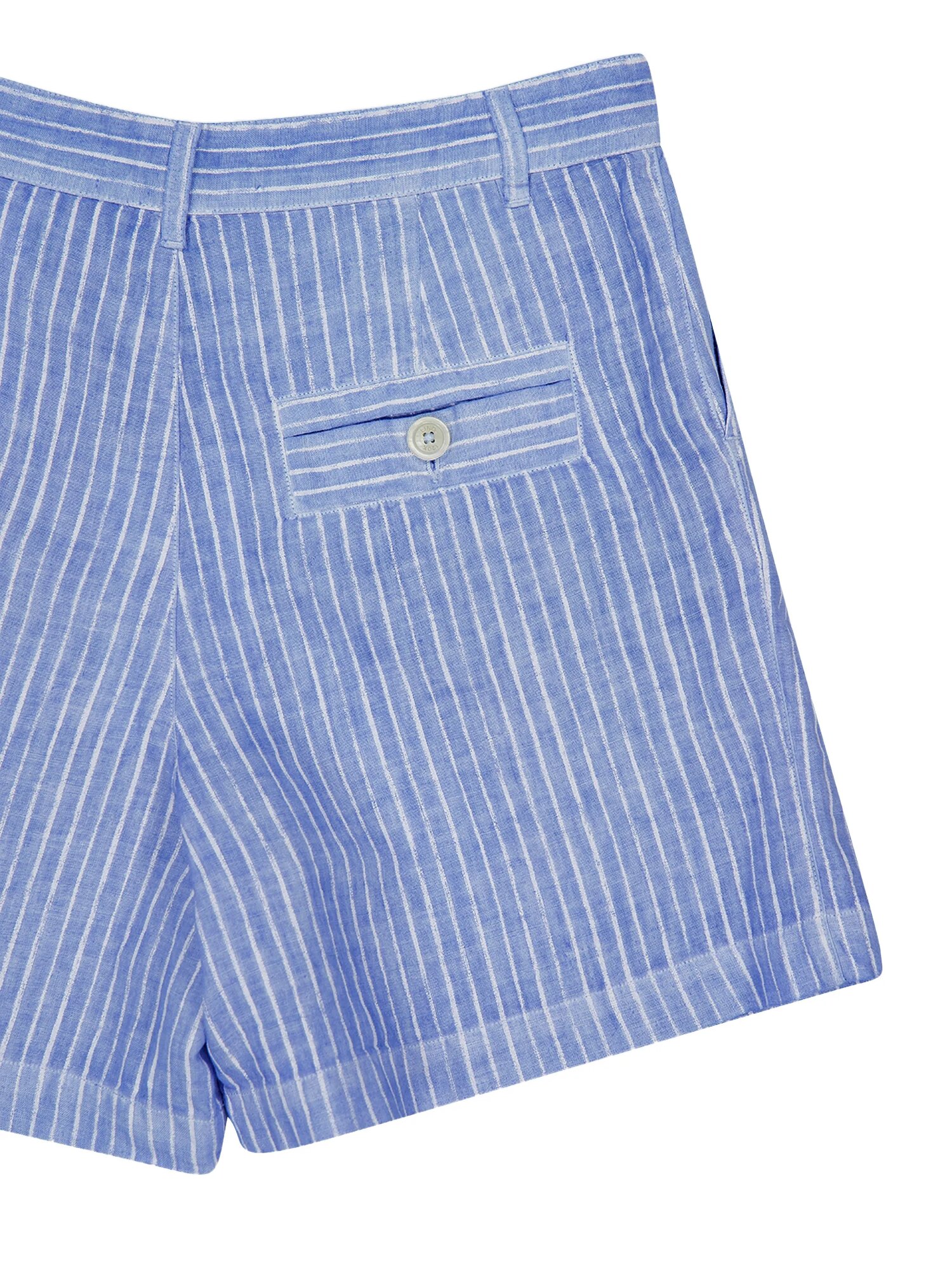 Шорты 120% LINO Stripe-pattern pleated shorts, размер 42, blue — фото 1