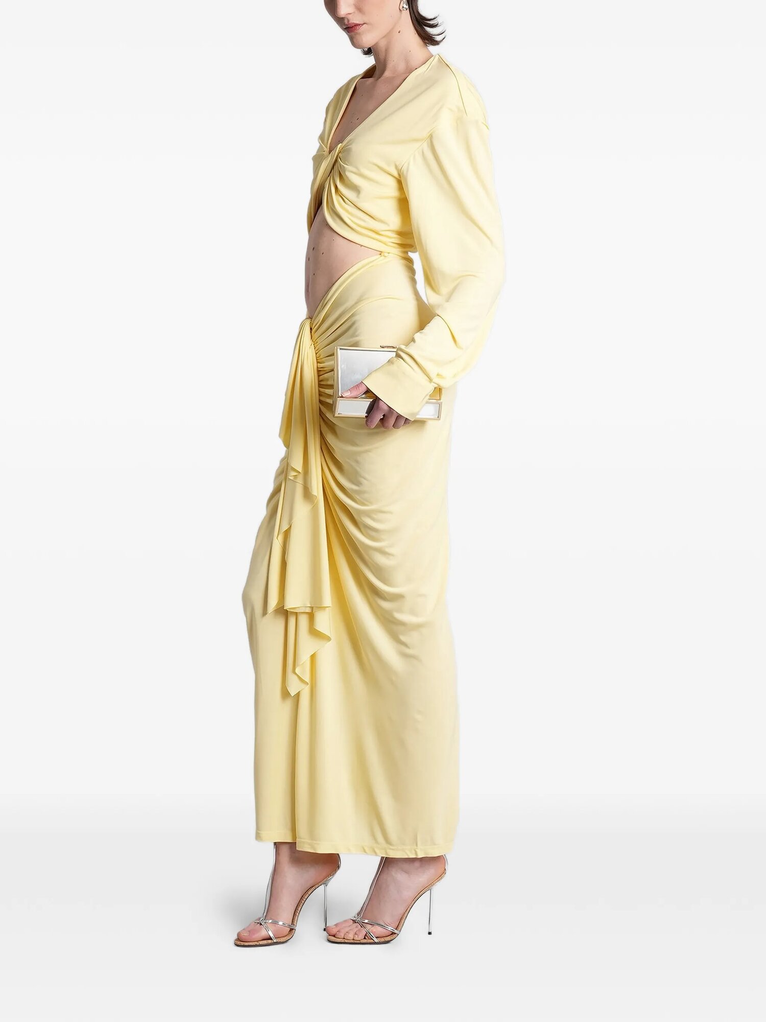 Юбка Christopher Esber Ruffled-detailing maxi skirt, размер 8, желтый — фото 1