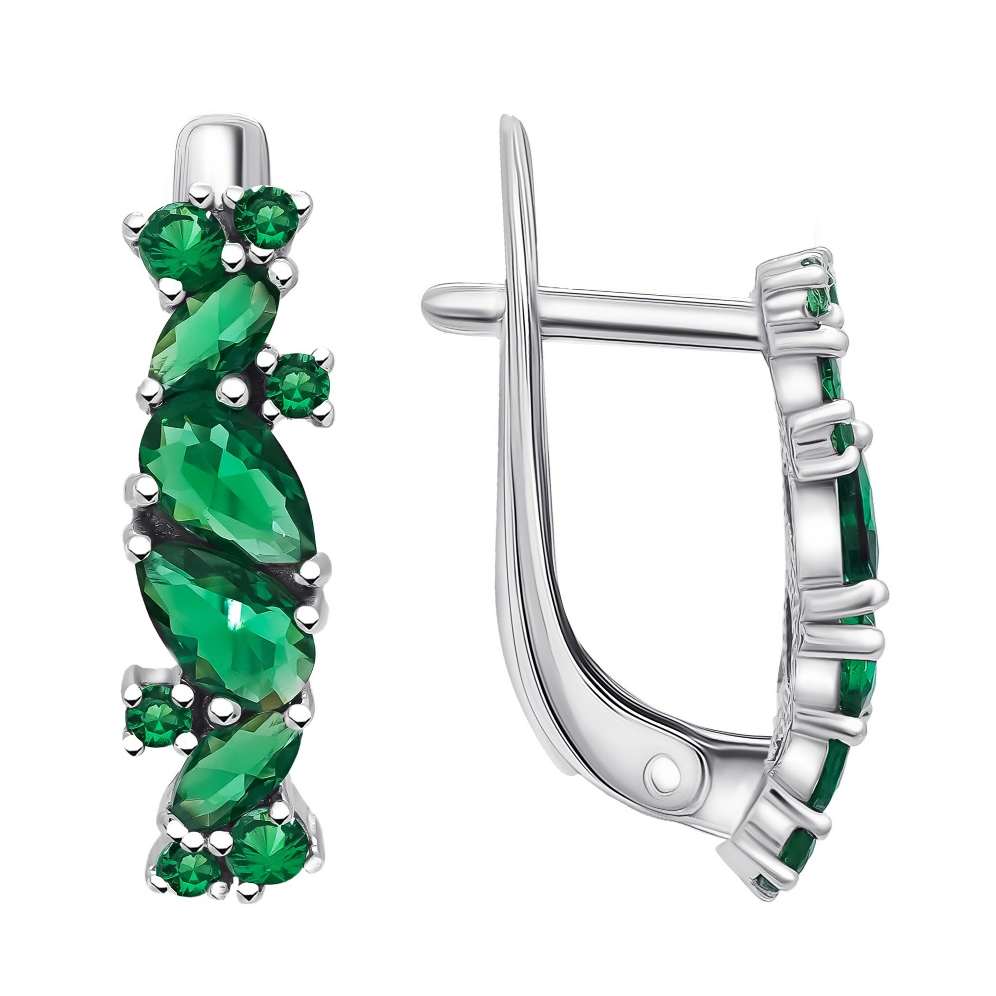 Серьги Яхонт, серебро, 925 проба, фианит