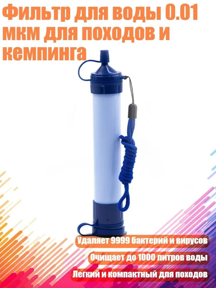 Фильтр для воды 0.01 мкм для походов и кемпинга, Светло-голубой