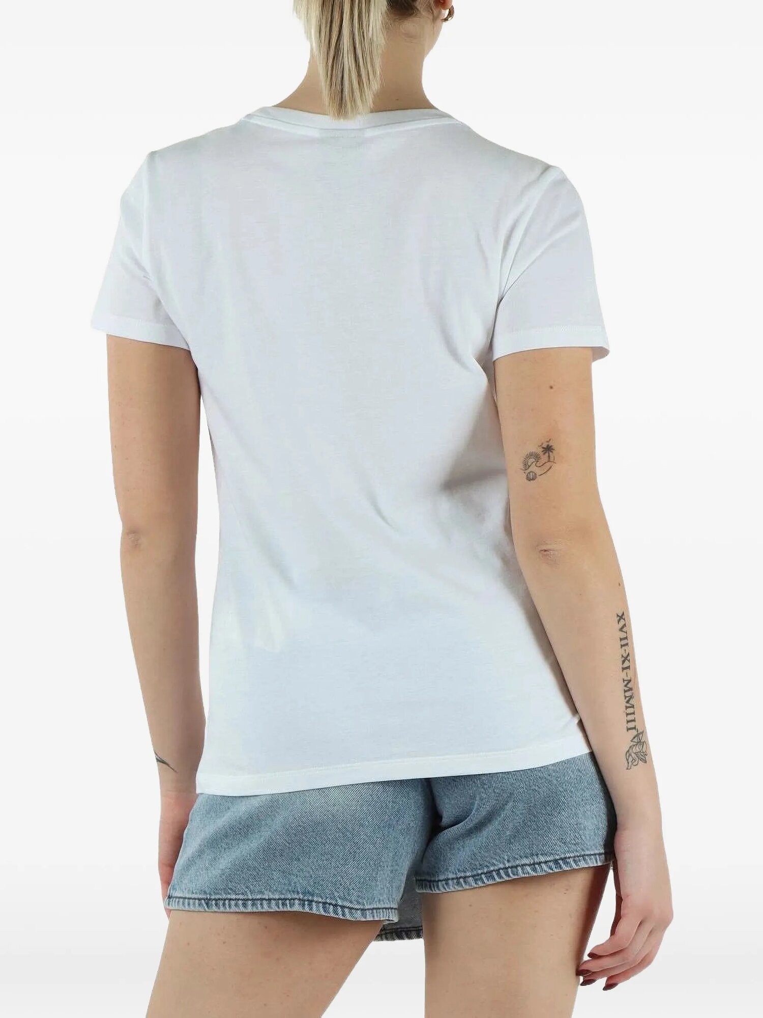Футболка Armani Exchange Rhinestone-logo T-shirt, размер 42, бежевый/белый — фото 1