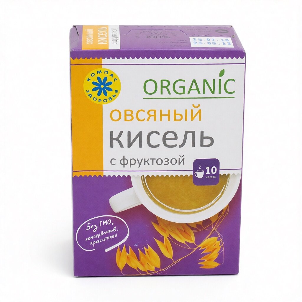 Кисель овсяный Компас Здоровья с фруктозой, коробка 150 грамм